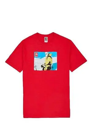 Supreme Fw18 X The North Face Photo Tee Crossover Printing Short Sleeve - Red