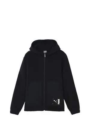 PUMA Lambswool Zip-up Hooded Jacket - Black