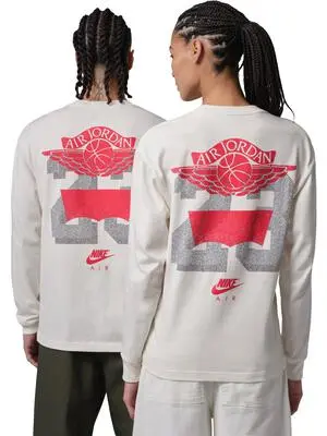 JORDAN X Levi's Long Sleeve T-shirt 'beige Red Grey - Beige/red/grey