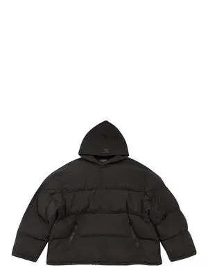 Balenciaga Sporty B Hooded Puffer Jacket - Black