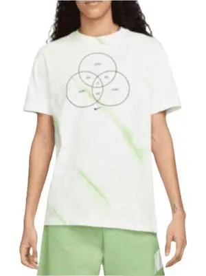 Nike Geometry Pattern Casual Round Neck Short Sleeve White T-shirt - Multi-color