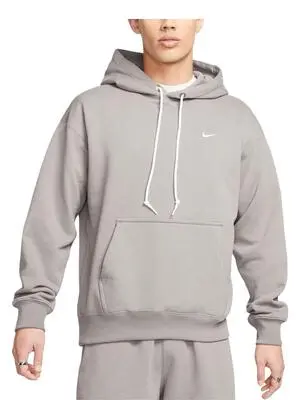 Nike Solo Swoosh Fleece Pullover Hoodie - Grey