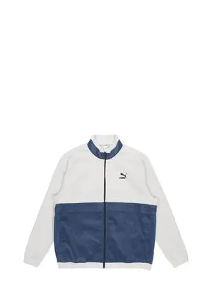 PUMA Retro Polar Fleece Splicing Stand Collar Logo Jacket - Grey