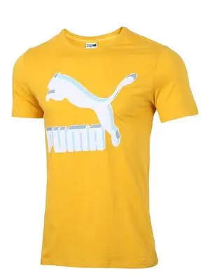 PUMA Classics Logo Logo Sports Short Sleeve Tee - Yellow