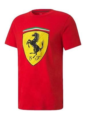 PUMA Ferrari Race Big Shieldtee+ Printing Short Sleeve Racing T-shirt - Red