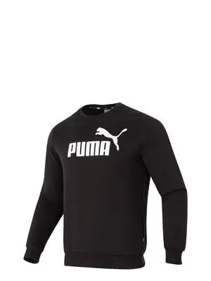 PUMA Letter Print Fleece Pullover Sweatshirt - Black/white