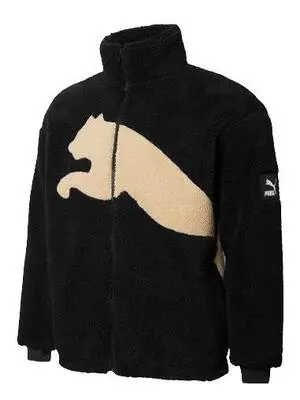 PUMA Sherpa Jacket With Contrasting Logo - Black