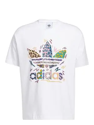 Adidas Originals Ss22 Cartoon Logo Printing Round Neck Casual Short Sleeve White - Default Color