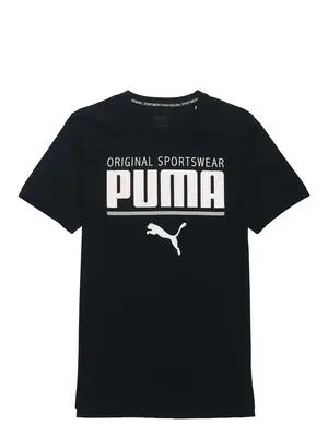 PUMA Logo Printing Round Neck Sports Short Sleeve - Black