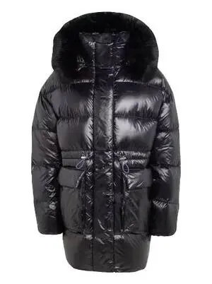 Adidas Originals Puffed Long Fur Jacket - Black
