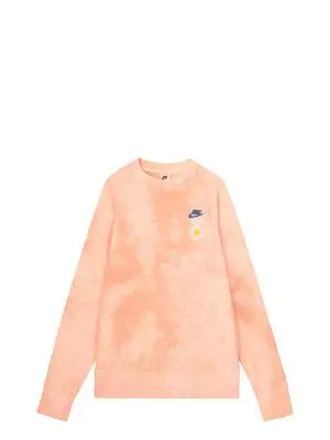 Nike Casual Sports Tie Dye Daisy Embroidered Round Neck Red - Default Color