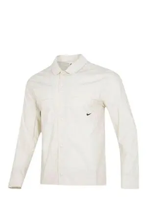 Nike Solid Color Woven Long Sleeves Autumn White Shirt - Default Color
