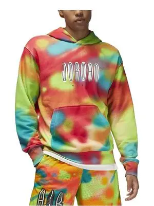 JORDAN Jordan FW22 Tie & Dye Logo Print Hooded Pullover Brown