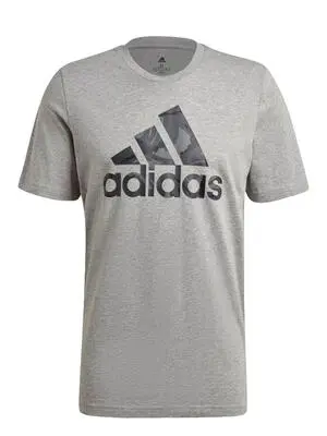 Adidas Casual Sports Camouflage Alphabet Logo Printing Short Sleeve Gray - Grey