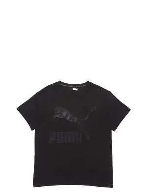 PUMA Classic Logo Round Neck Short Sleeve T-shirt - Black
