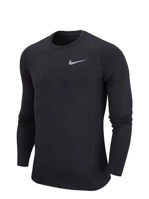 Nike Round Neck Knit Long Sleeve T-shirt - Black