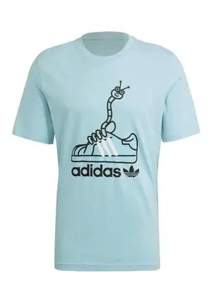 Adidas Originals Worm Tee Printing Sport Short Sleeve - Light Blue