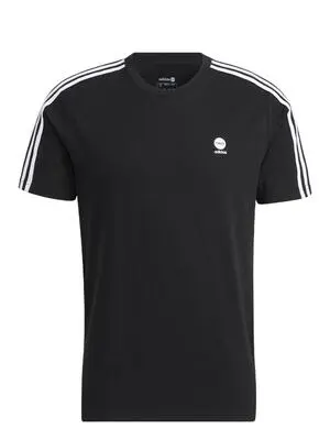 Adidas Neo Solid Color Logo Stripe Sports Short Sleeve Black - Multi-color