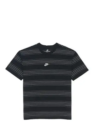Nike Brand Logo Stripe Round Neck Short Sleeve Black T-shirt - Multi-color