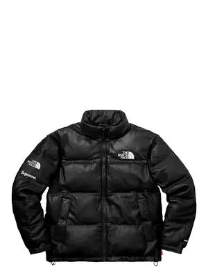 Supreme Fw17 X The North Face Leather Nuptse Jacket - Black