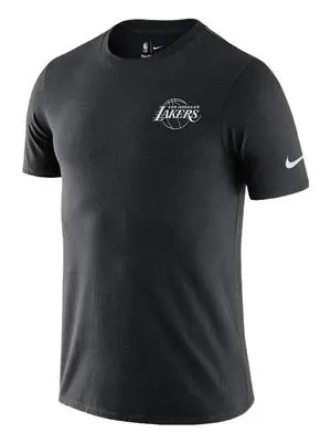 Nike Embroidered Logo Knit Round Neck Short Sleeve Lakers Black T-shirt - Multi-color