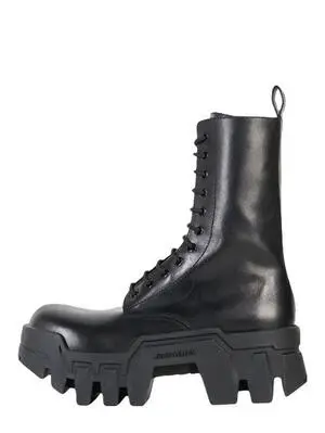 Balenciaga Bulldozer Lace Up Boot Vegetal Calfskin - Black