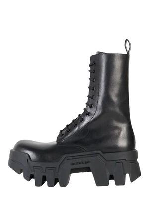 Balenciaga Bulldozer Lace Up Boot Vegetal Calfskin - Black