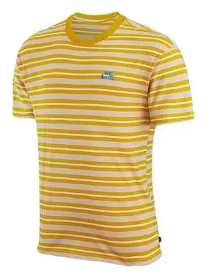 Nike Embroidered Logo Stripe Round Neck Short Sleeve Yellow T-shirt - Multi-color