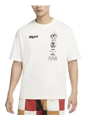 JORDAN Minimalistic Alphabet Logo Printing Round Neck Pullover Short Sleeve Creamy White T-shirt - Default Color