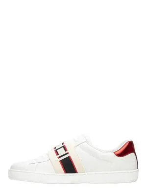 Gucci Stripe Leather Low Top Sneakers - White Red Black