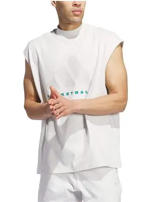 Adidas Sleeveless T-shirt - Light Grey/green