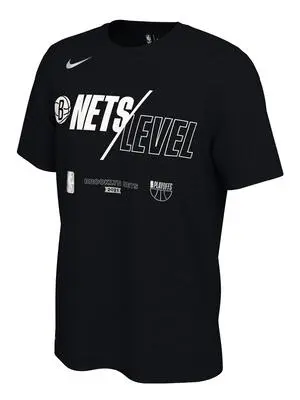 Nike Casual Alphabet Printing Round Neck Pullover Short Sleeve Brooklyn Nets Black T-shirt - Default Color