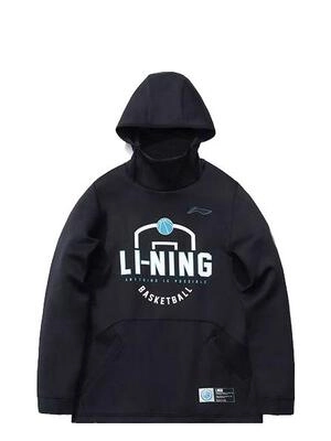 LI-NING Sports Basketball Series Pullover Hoodie - Black/white/blue