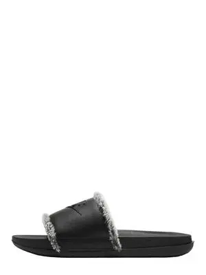 Nike Offcourt Leather Slide With Fur Trim - Black