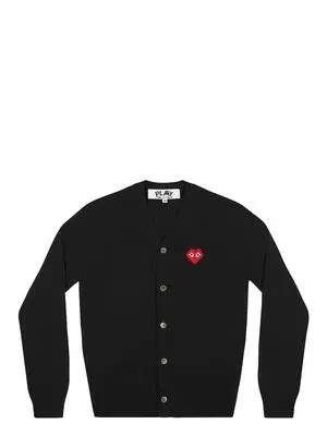 Play Comme Des Garcon Cardigan With Invader Emblem - Black
