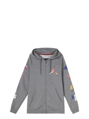 JORDAN Zip-up Hooded Jacket With Colorful Logo Accents - Grey