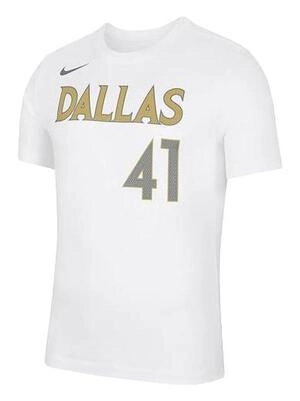 Nike Nba Basketball Sports Short Sleeve Dallas Mavericks 41 - White