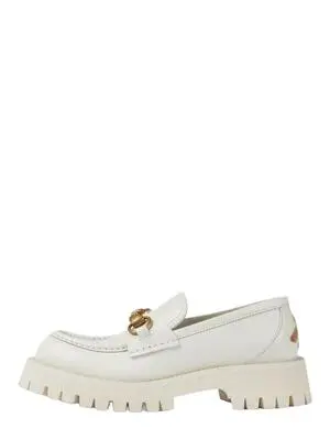 Gucci Rubber Lug Sole Horsebit Loafer In Leather - White