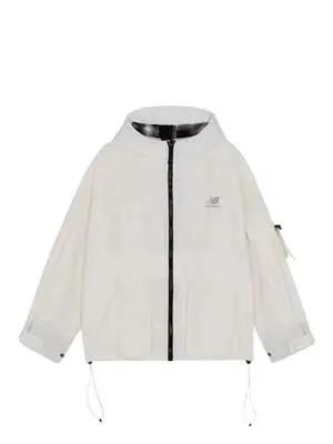 NEW BALANCE Logo Printing Woven Hooded Jacket - White