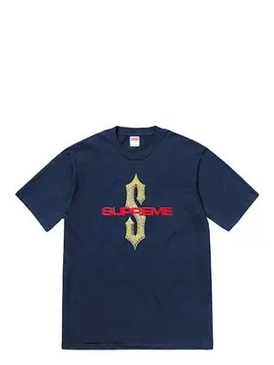 Supreme Ss18 Diamonds Tee Navy Diamond Printing Short Sleeve Navy - Blue