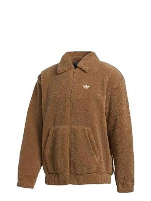 Adidas Originals Embroidered Logo Lamb's Wool Sports Jacket - Yellow