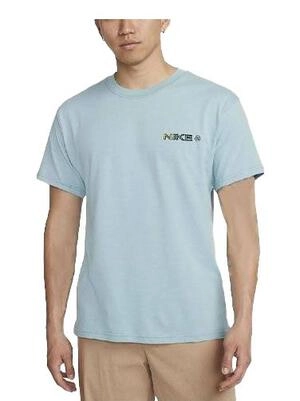 Nike Ss22 Back Cartoon Pattern Round Neck Short Sleeve Sky Blue T-shirt - Default Color