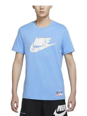 Nike Large Logo Alphabet Printing Round Neck Short Sleeve City Blue T-shirt - Multi-color