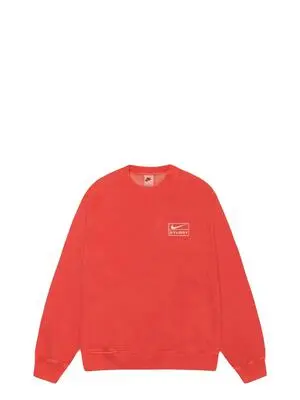 Nike X Stussy Pigment Dyed Fleece Crew Sweater 'habanero Red - Red/white