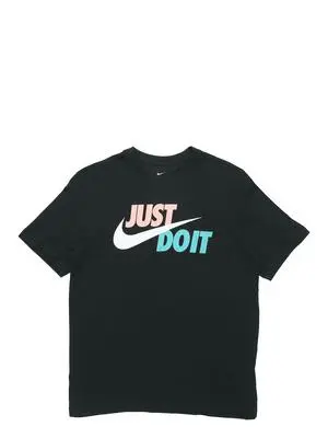 Nike Just Do It Contrasting Colors Alphabet Printing Round Neck Short Sleeve - Black