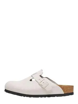 BIRKENSTOCK Birkenstock Boston Embossed Suede Leather Clogs White/sand