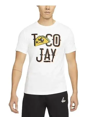JORDAN Alphabet Cartoon Printing Round Neck Short Sleeve White T-shirt - Default Color