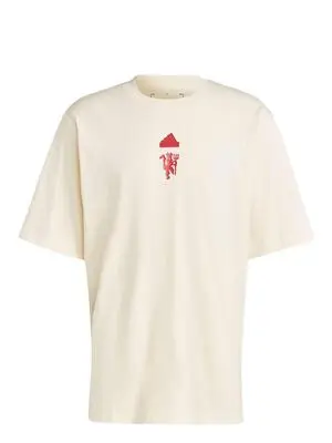 Adidas Manchester United Lfstlr Oversized T-shirts 'white Red - White/red