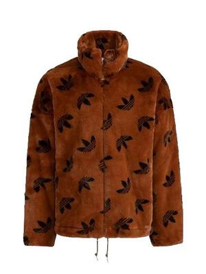 Adidas Originals Logo Faux Fur Jacket - Brown