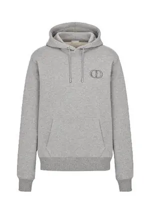 Dior Embroidered Logo Hoodie - Grey